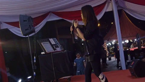 Beautiful Female Singer On Stage With Ma... | Stock Video | Pond5
