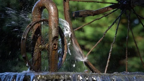 Beautiful fountain and spinning bicycle ... | Stock Video | Pond5