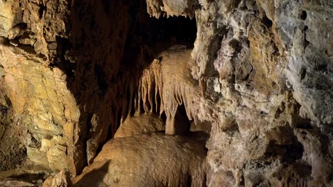 Beautiful giant cave with mysterious lig... | Stock Video | Pond5