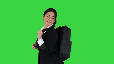 Beautiful girl with a backpack dancing o... | Stock Video | Pond5
