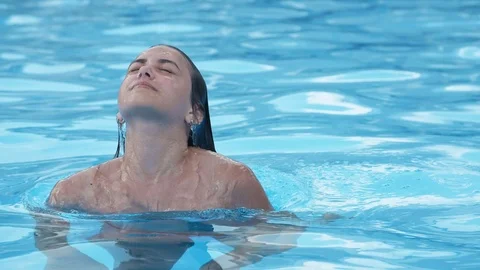 Woman Emerging From Pool Stock Video Footage | Royalty Free Woman ...