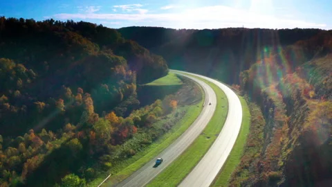 Beautiful highway - 4K aerial reveal | Stock Video | Pond5
