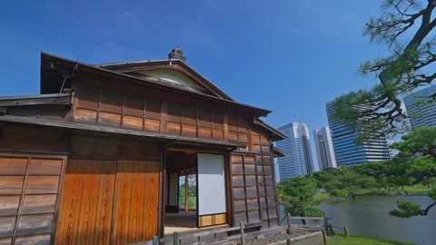 Beautiful Japanese traditional tea house... | Stock Video | Pond5