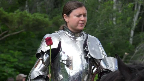 beautiful knight on horse with rose 4k | Stock Video | Pond5