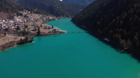 Beautiful landscape of the Auronzo lake ... | Stock Video | Pond5