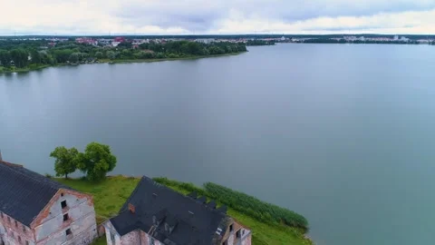 Beautiful Landscape Castle Ruins Lake El... | Stock Video | Pond5