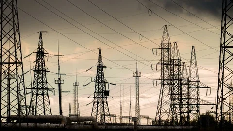 beautiful landscape with high voltage py... | Stock Video | Pond5