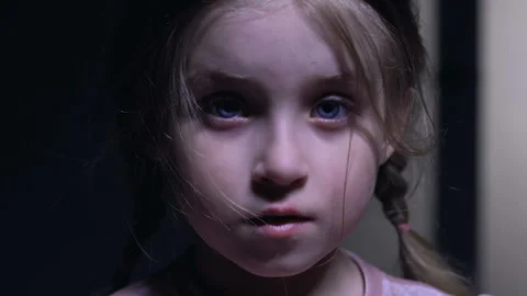 Beautiful little girl suddenly frightene... | Stock Video | Pond5