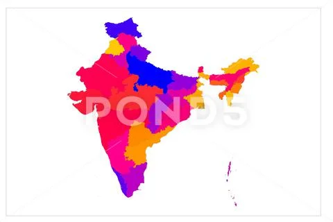 Beautiful map of india states with separate colors on each india states ...