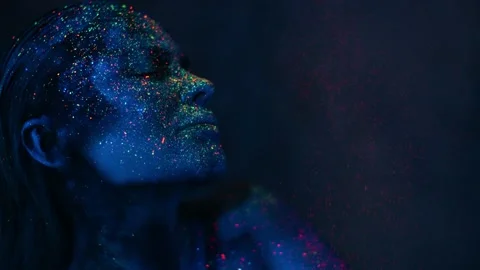 Beautiful Model With Acid Textures On Fa... | Stock Video | Pond5