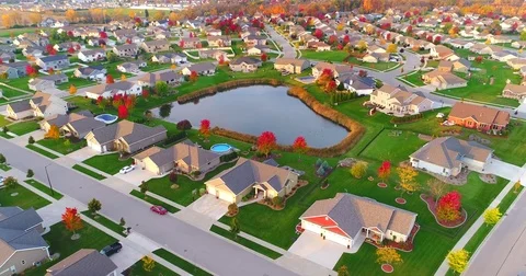 Beautiful neighborhoods, homes around la... | Stock Video | Pond5