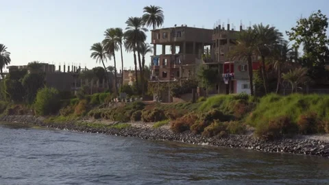 Beautiful Nile River Village at Sunset F... | Stock Video | Pond5