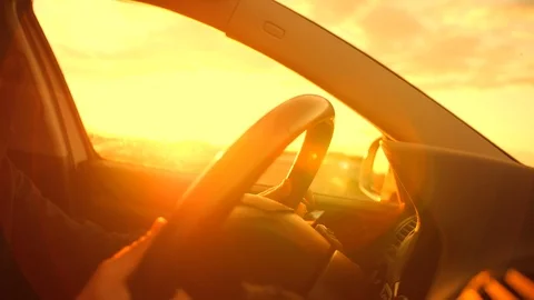 Beautiful Orange Sunset Car Window View.... | Stock Video | Pond5
