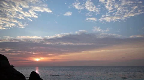 Beautiful quiet sunset over the ocean, T... | Stock Video | Pond5