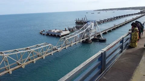 Beautiful Rameshwaram Railway Bridge in ... | Stock Video | Pond5