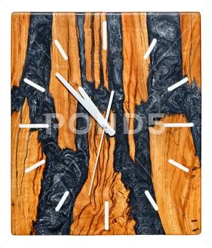 Beautiful rectangular wall clock made of a cut of a tree root and epoxy ...
