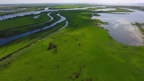 A beautiful river delta with islands and... | Stock Video | Pond5