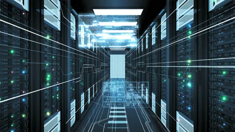 Beautiful Rows of Server Racks in Modern... | Stock Video | Pond5