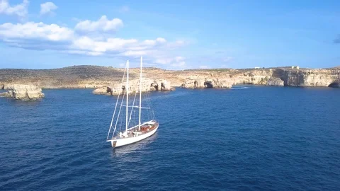 Beautiful sailboat anchored at Blue Lago... | Stock Video | Pond5