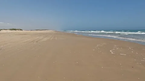 Beautiful sandy ocean beach summer Texas... | Stock Video | Pond5