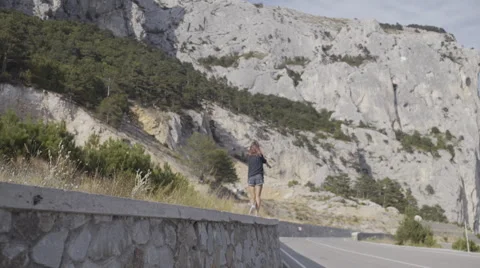 Beautiful skinny girl running along the ... | Stock Video | Pond5