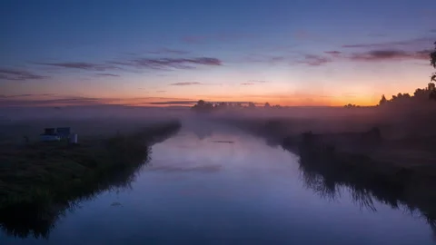 Beautiful spring sunrise on the river. B... | Stock Video | Pond5