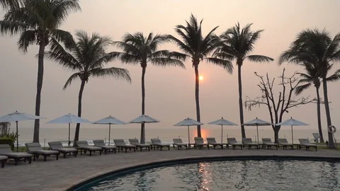 Beautiful Swimming Pool View at Warm Sun... | Stock Video | Pond5