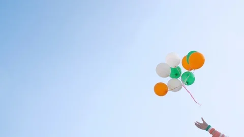 Beautiful tricolor balloons are flying a... | Stock Video | Pond5