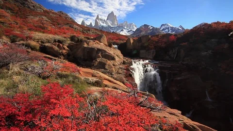 Beautiful view with waterfall and Fitz R... | Stock Video | Pond5