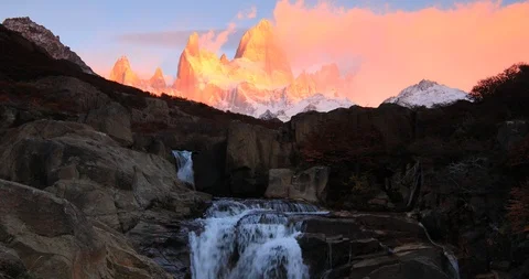 Beautiful view with waterfall and Fitz R... | Stock Video | Pond5