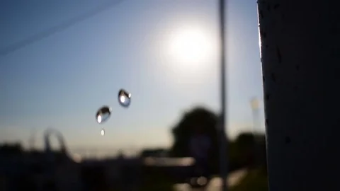 Beautiful water drops falling down from ... | Stock Video | Pond5