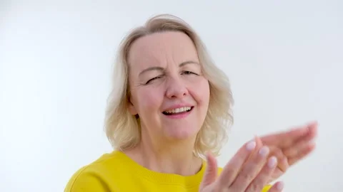 beautiful woman applauds laughing smilin... | Stock Video | Pond5