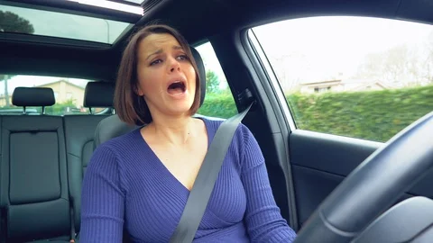 Woman Driving Car Singing Stock Video Footage | Royalty Free Woman ...