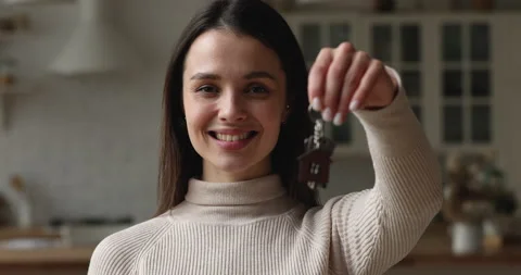 Beautiful woman standing indoor showing ... | Stock Video | Pond5