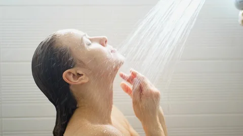 beautiful woman taking shower. 4k UHD | Stock Video | Pond5