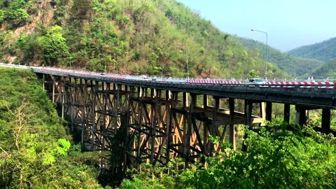 Beautiful wooden bridge in one of the Hi... | Stock Video | Pond5