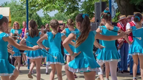 Beautiful young majorettes | Stock Video | Pond5