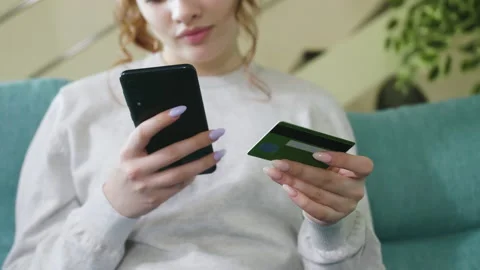 Beautiful Young Woman Making Online Bank... | Stock Video | Pond5