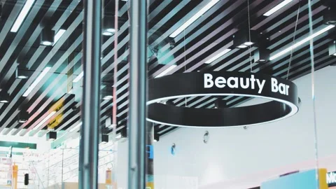 Beauty Bar interior design signage make-... | Stock Video | Pond5