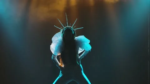 Beauty hot model woman dancing in ultrav... | Stock Video | Pond5