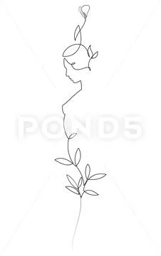 Beauty logo design one line art, Woman body with floral head, Single ...