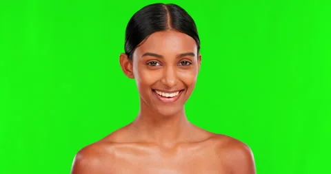 Beauty, smile and a woman on a green scr... | Stock Video | Pond5