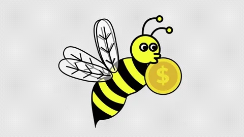 A bee carrying a dollar coin cartoon ani... | Stock Video | Pond5