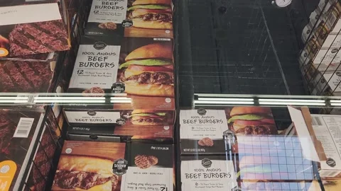Beef Burgers Grocery Angus Supermarket | Stock Video | Pond5