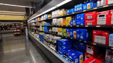 Beer aisle at the grocery store | Stock Video | Pond5