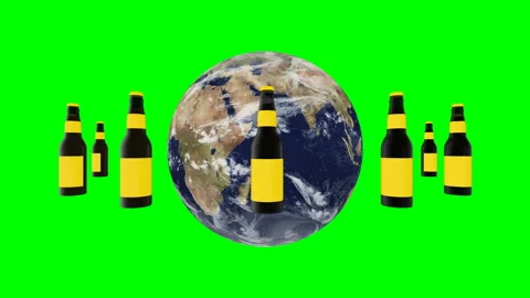 Beer Bottles rotate around the world - l... | Stock Video | Pond5