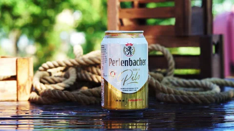 Beer can - condensation water droplets, ... | Stock Video | Pond5