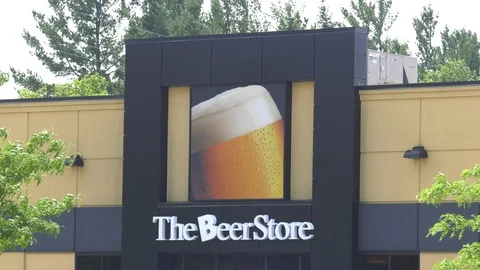 the beer store sign and front entrance | Stock Video | Pond5