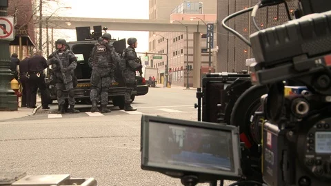 Behind (BTS) the scenes on a movie set i... | Stock Video | Pond5