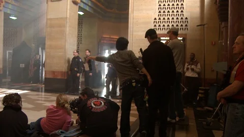 Behind (BTS) the scenes on a movie set i... | Stock Video | Pond5